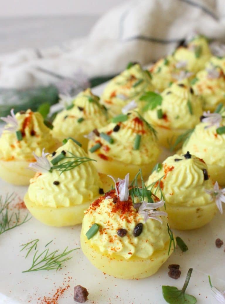 Deviled Potatoes Recipe (Vegan Deviled Eggs) • Veggie Society